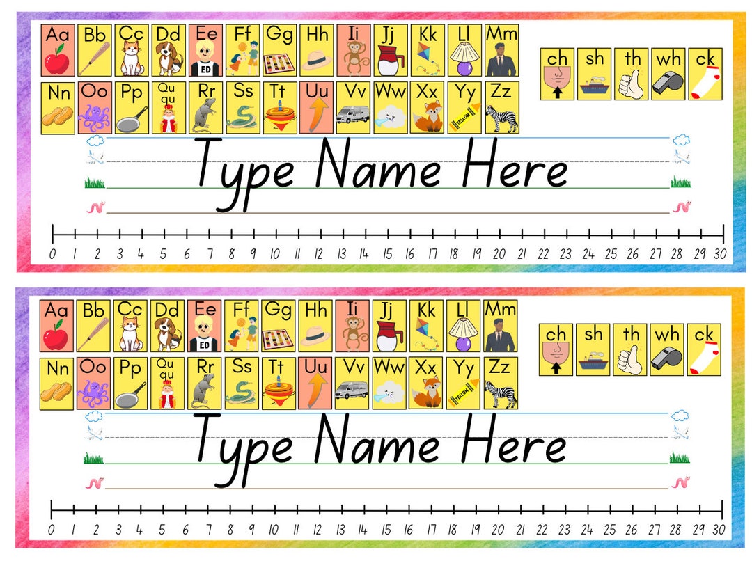 Fundations Aligned Desk Nameplate With Alphabet and Number Line ...