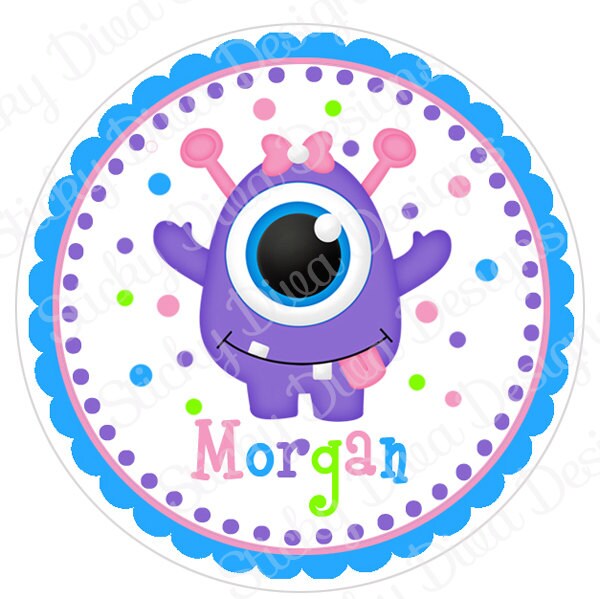 PERSONALIZED STICKERS - Custom Adorable Monster Girl Personalized ...