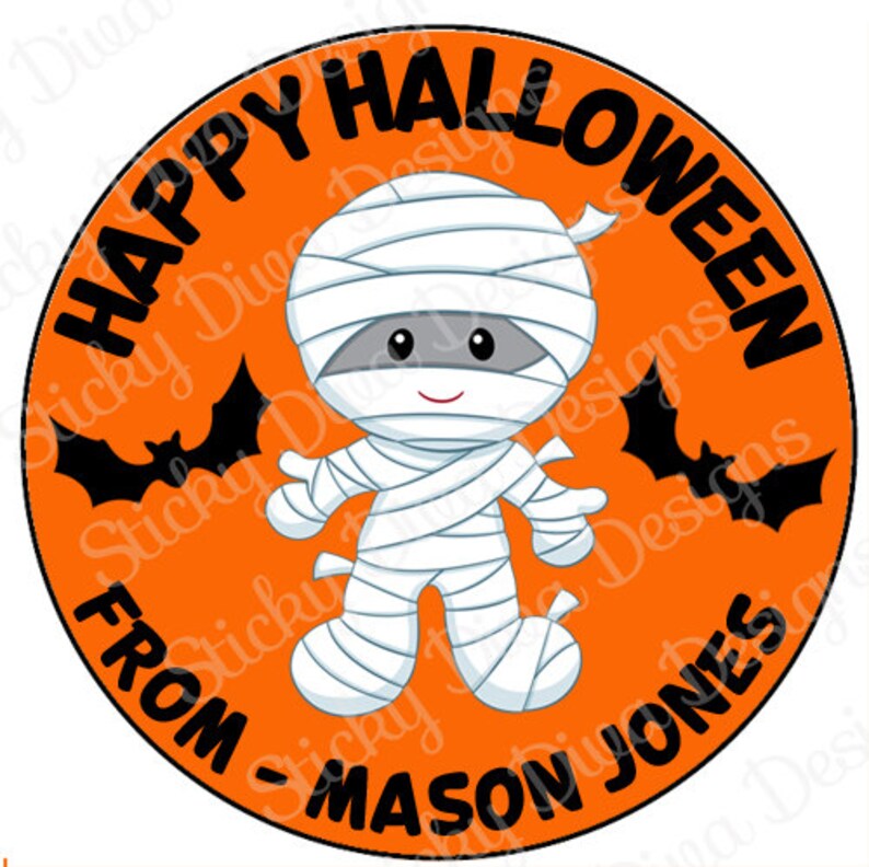 PERSONALIZED STICKERS - Halloween Mummy Personalized Monogrammed Labels ...