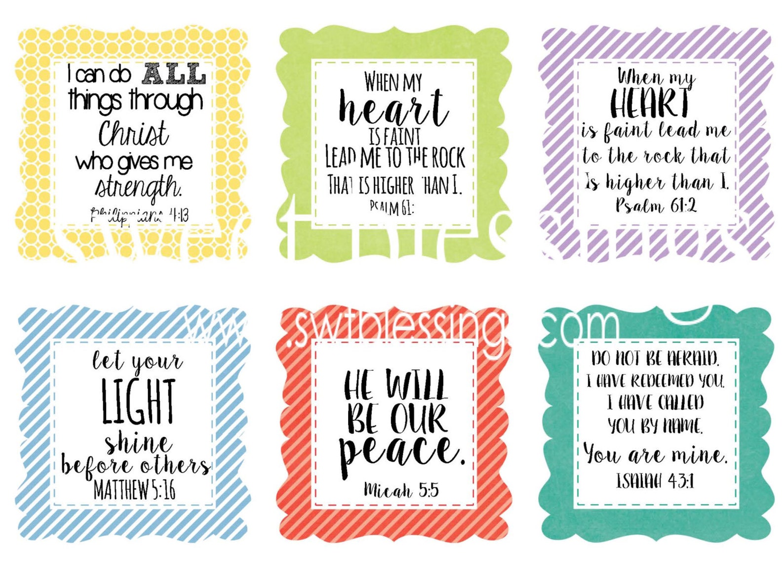 Encouragement Scripture Cards Square | Etsy