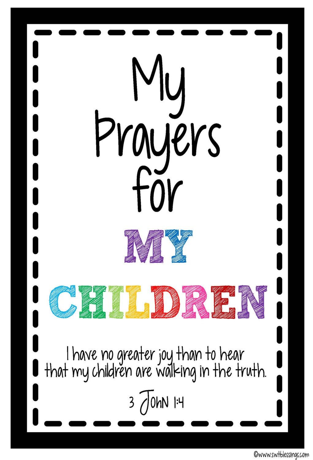 Prayers for My Children Scripture Cards Instant Digital | Etsy