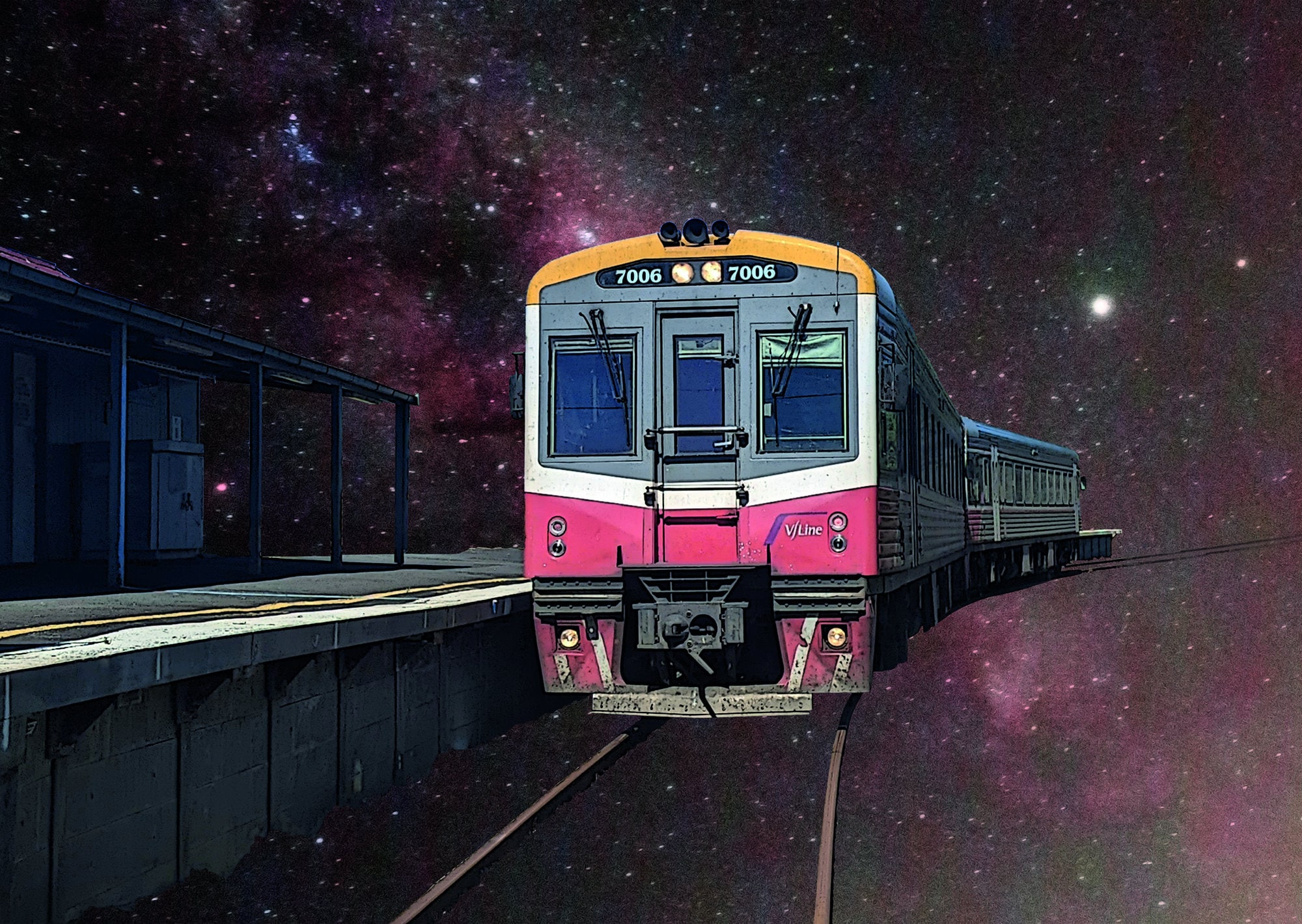 Space Train Set of 3 Surreal Sci-fi Prints - Etsy