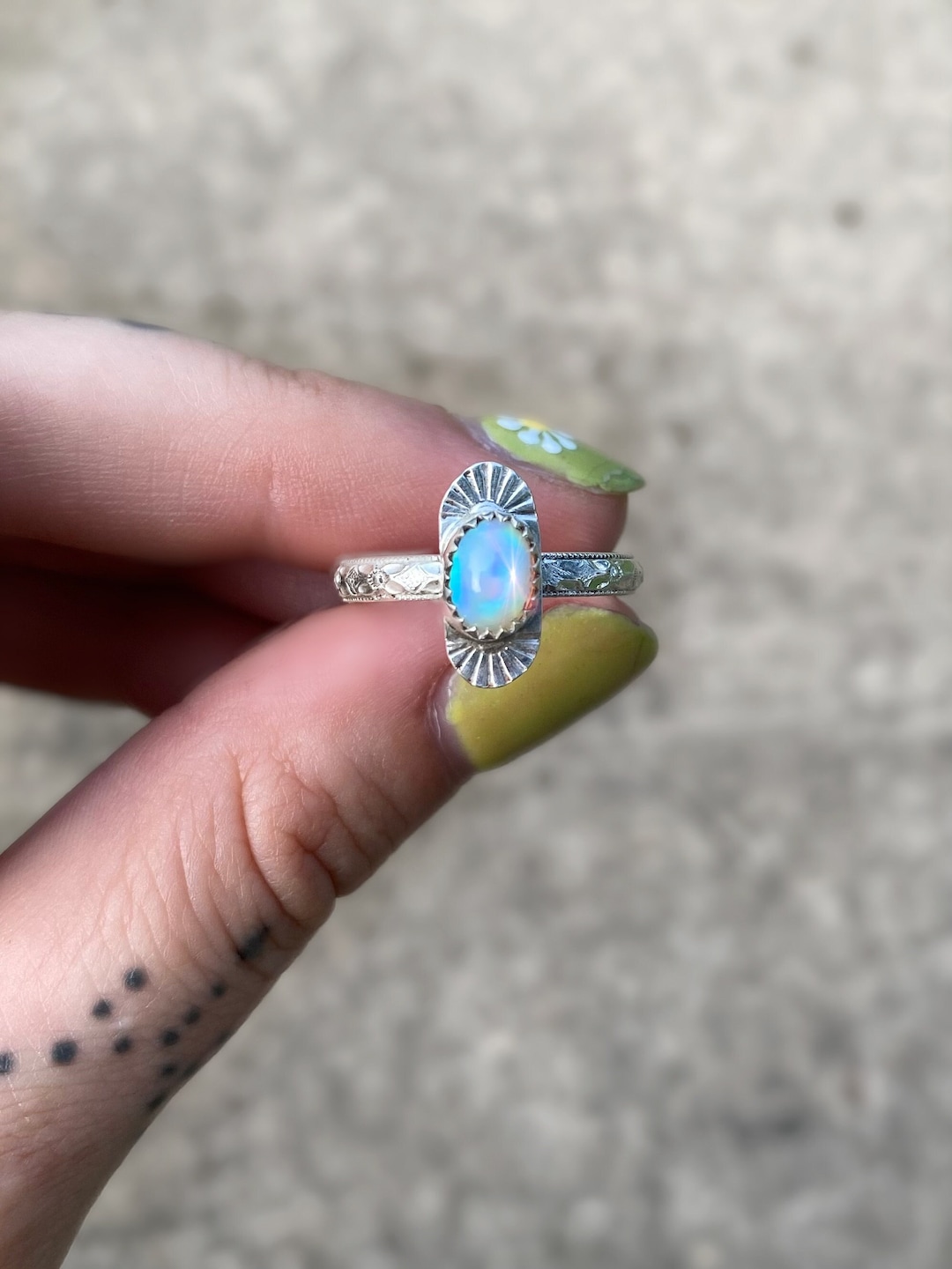Rise Ring With Welo Opal • Unique Sterling Silver Opal Ring - Etsy