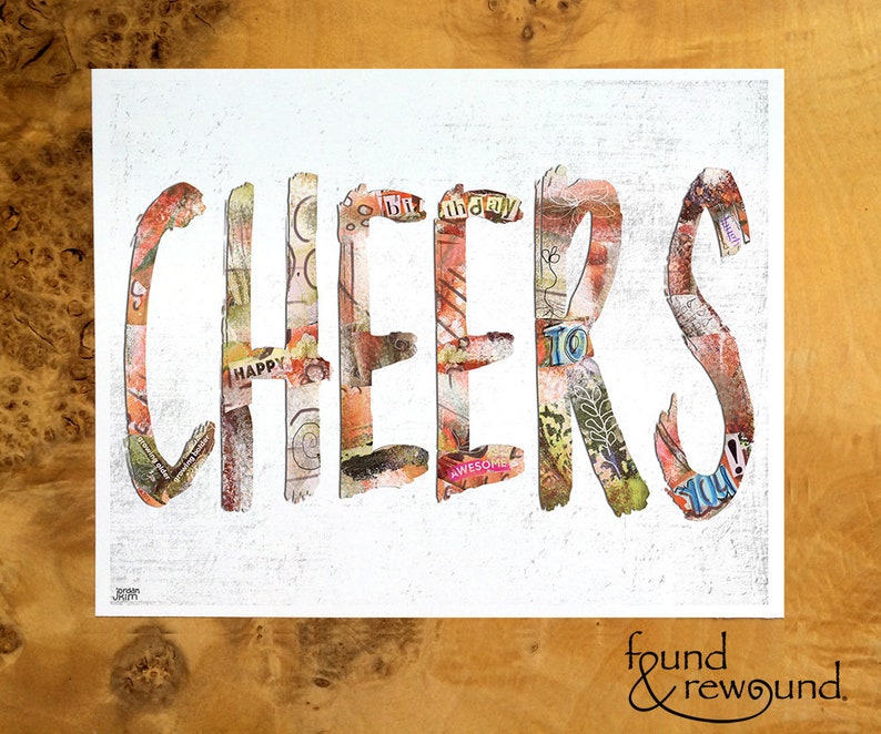8x10 Art Print of the Word cheers With Happy - Etsy