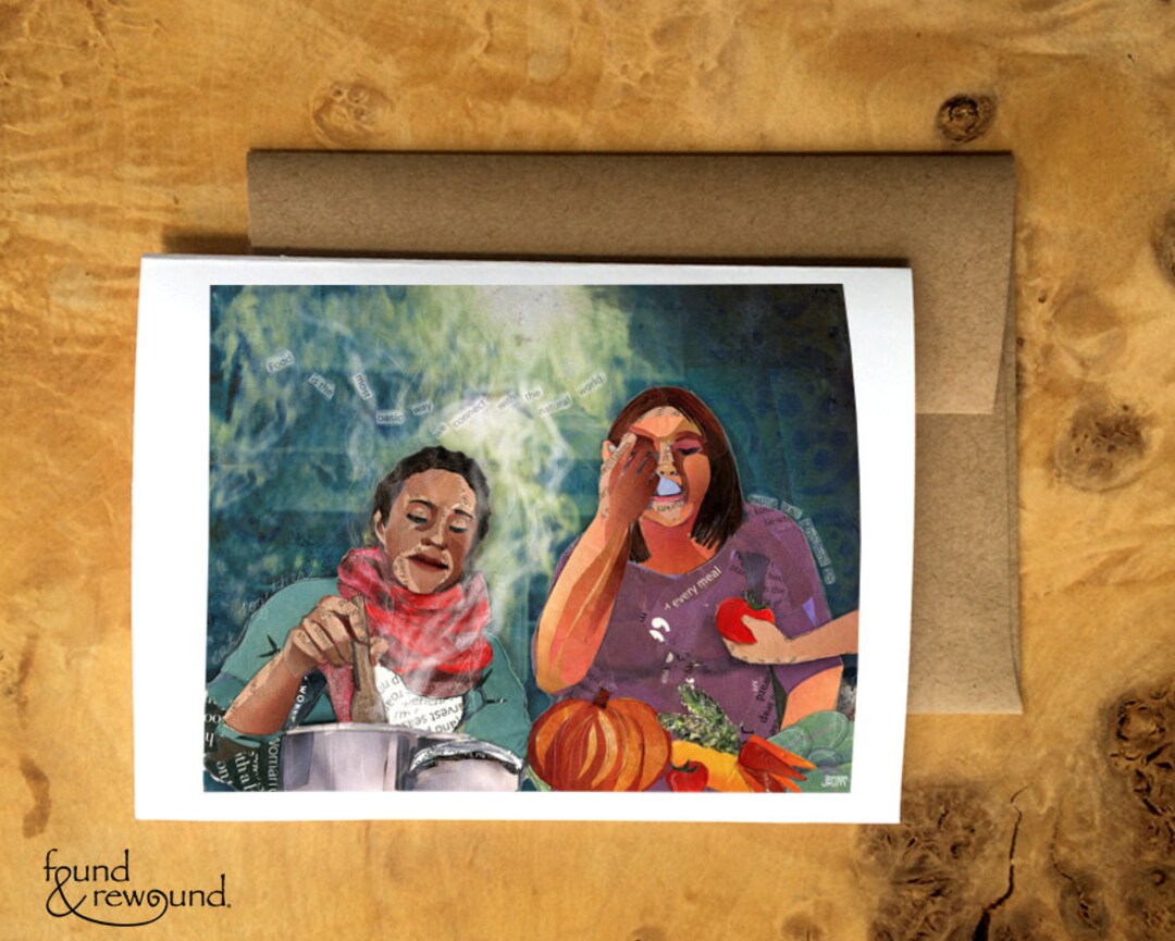 Greeting Card of Women Cooking Together - Communion - Thanksgiving Card ...