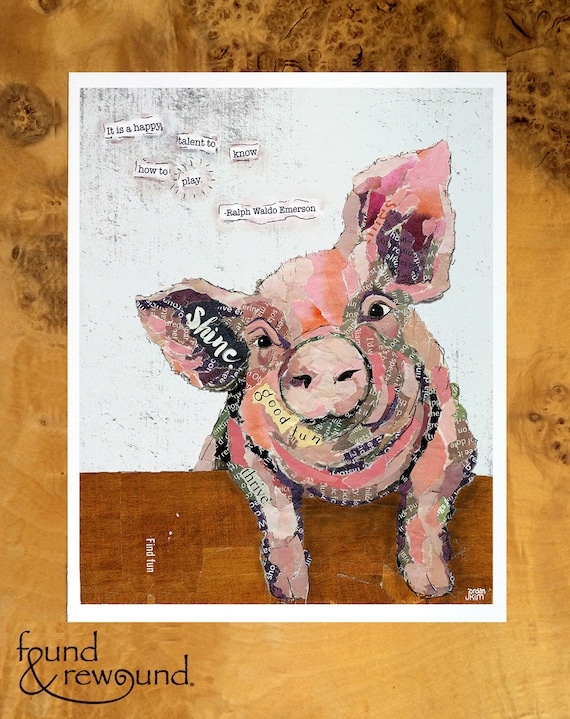 8x10 Print of a Pig With Inspirational Ralph Waldo Emerson | Etsy