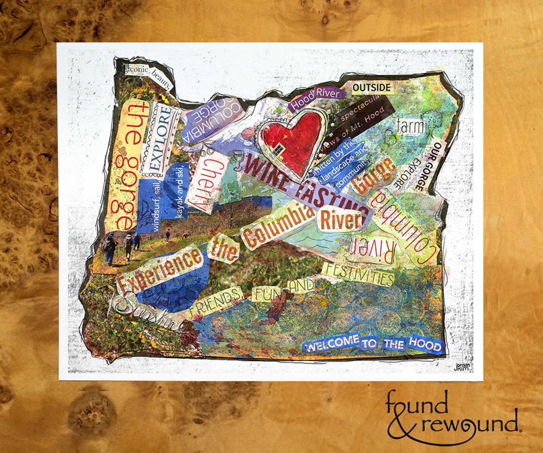 Hood River Oregon Art Print: Columbia River Gorge Collage (8x10) - Etsy