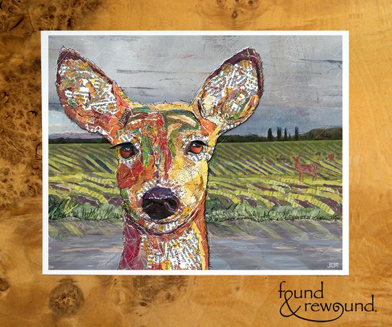 8x10 Art Print of a Paper Collage of a Deer Face Close up With | Etsy