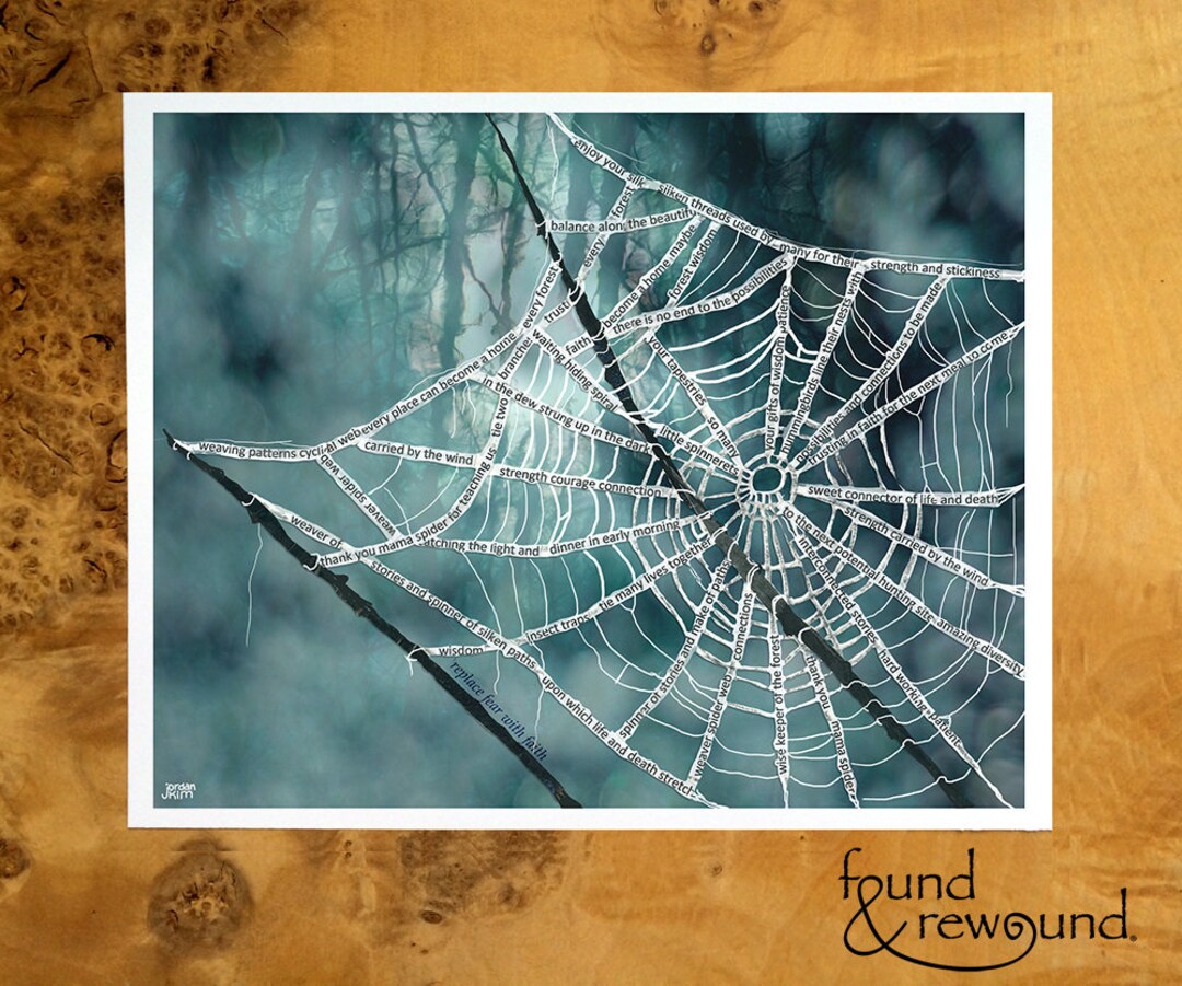 Spider Web Text Collage Art Print - Halloween Autumn Decor (8x10) - Etsy