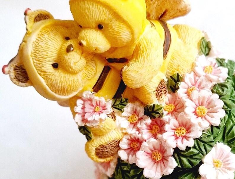 Vintage Hand Painted 3D Bumble Bee Bear Couple Trinket Box | Stamped ...