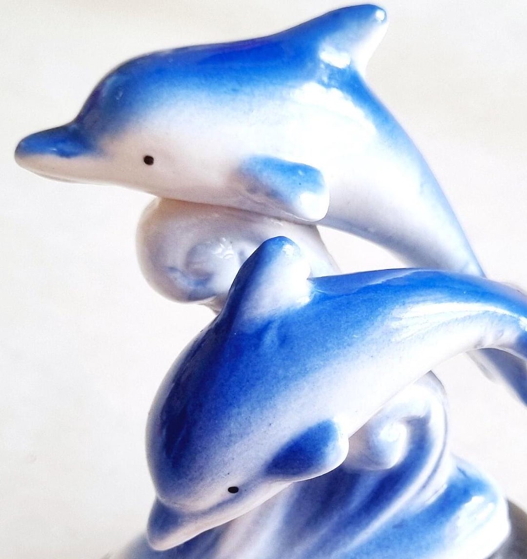 Vintage Small Blue Dolphin Ceramic Art Piece | Ceramic Sculpture ...