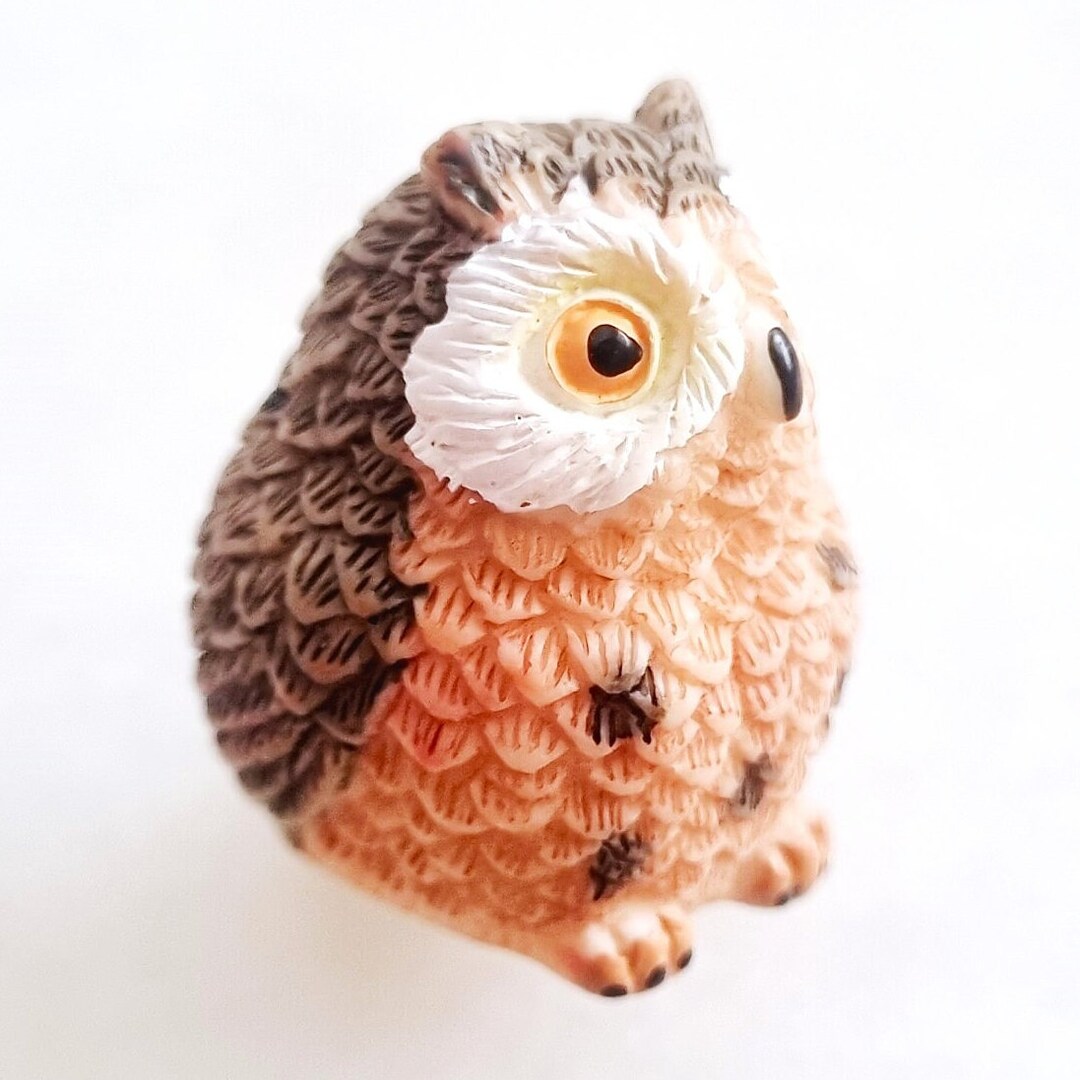 Vintage Miniature Owl Figurine Resin Owl Figurine Avian Display Art ...