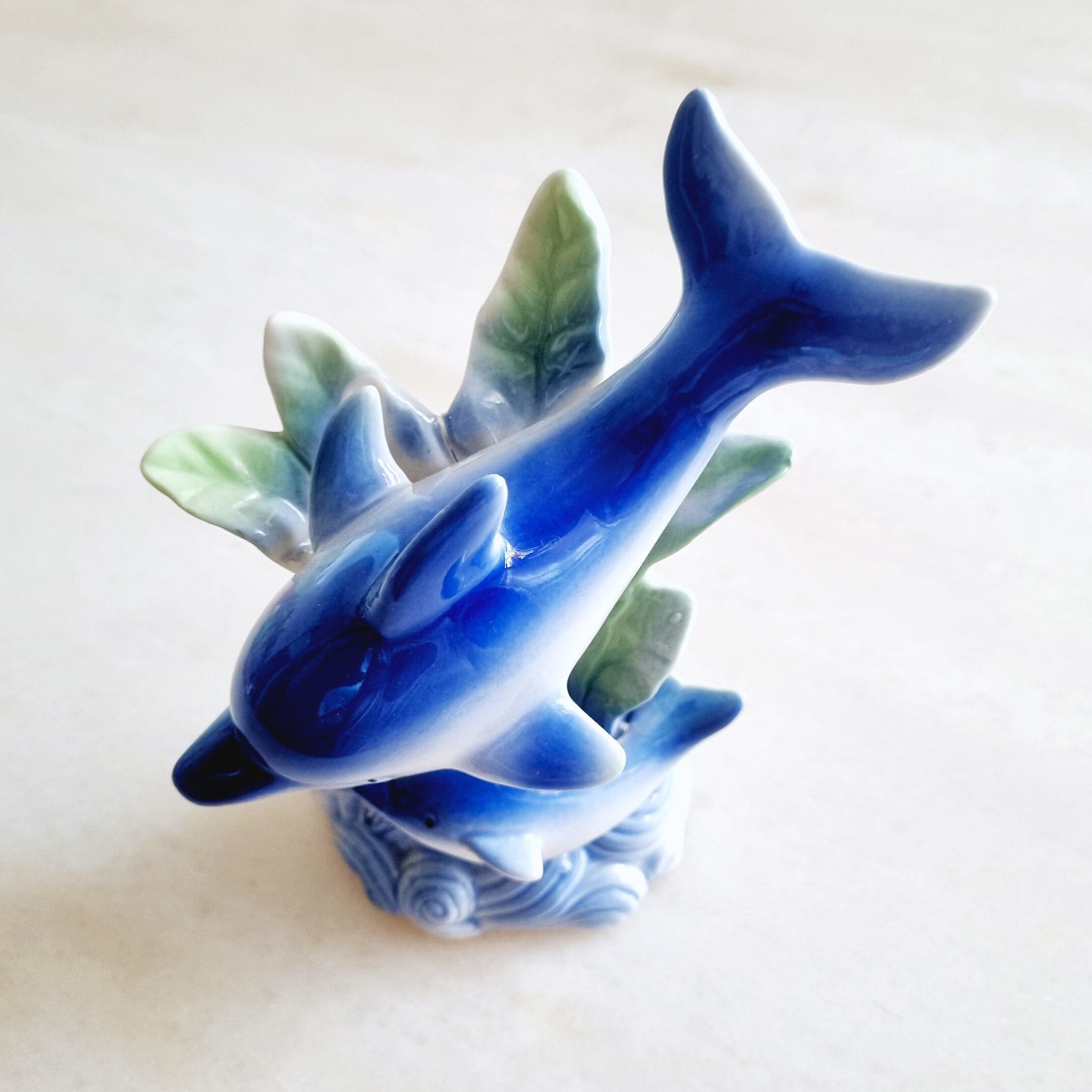 Vintage Large Blue Dolphin Ceramic Art Piece Ceramic Sculpture Marine ...