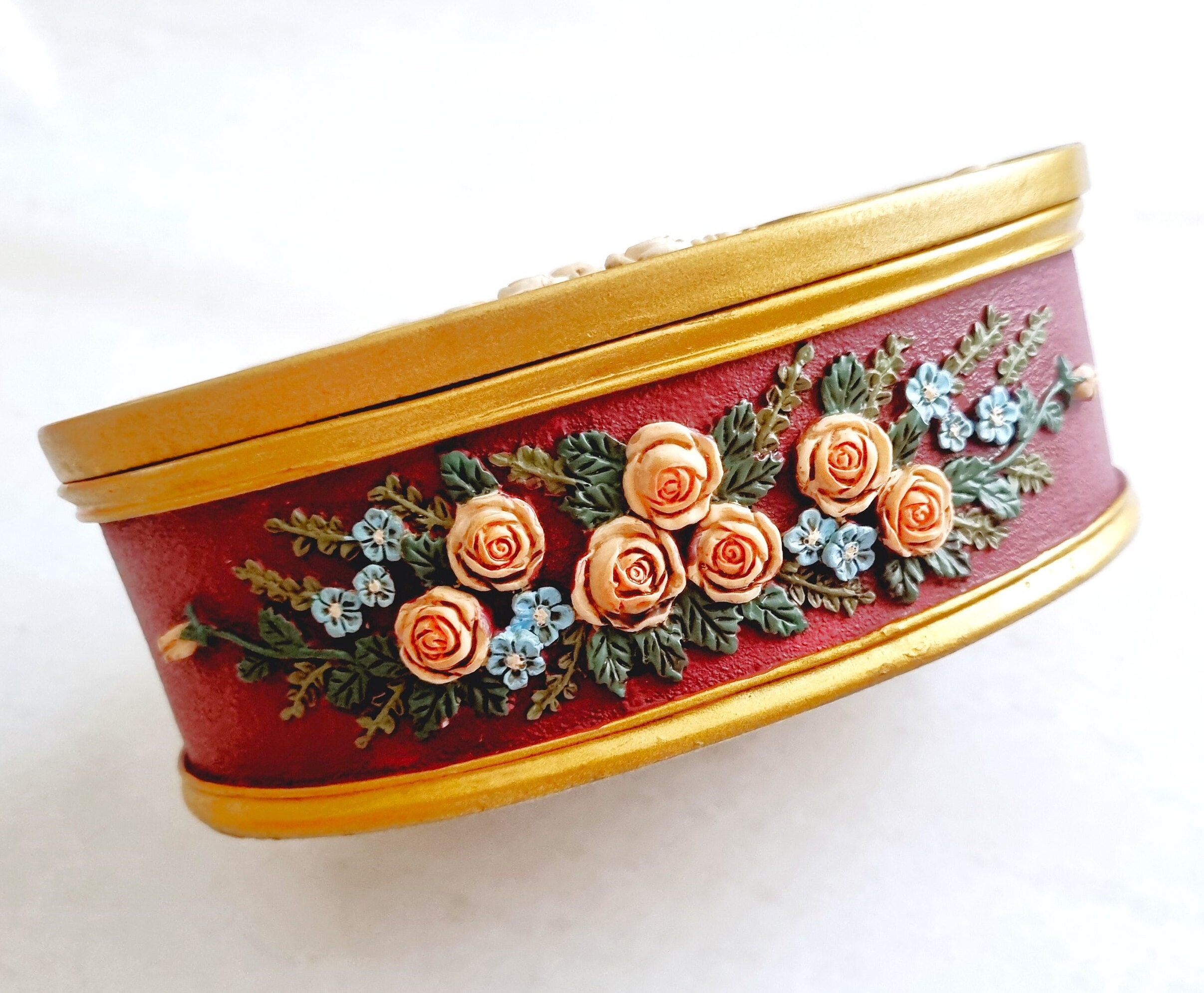 Vintage European Style Double Photo Frame Lid Trinket Box Hand Crafted ...