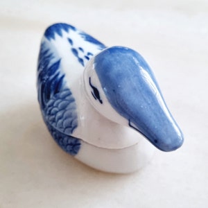 Vintage Porcelain Duck Trinket Box Hand Crafted Duck Shaped Trinket Box ...