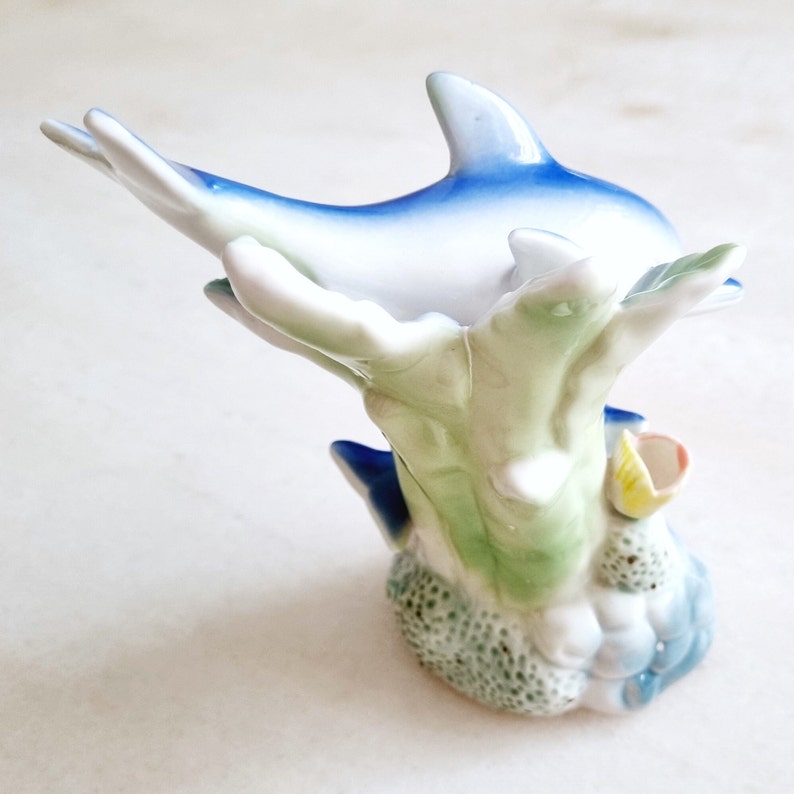 Vintage Large Blue Dolphin Ceramic Art Piece Ceramic Sculpture Marine ...