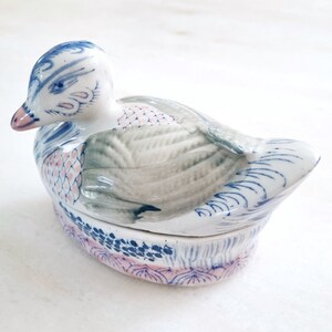 Vintage Porcelain Duck Trinket Box | Hand Crafted Duck Shaped Trinket ...