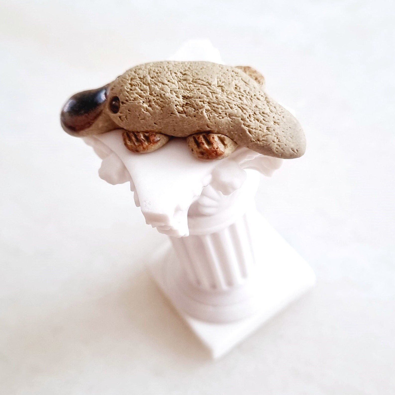 Vintage Miniature Platypus Figurine | Greek Column Pedestal Stand ...