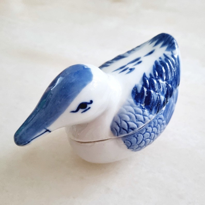 Vintage Porcelain Duck Trinket Box Hand Crafted Duck Shaped Trinket Box ...
