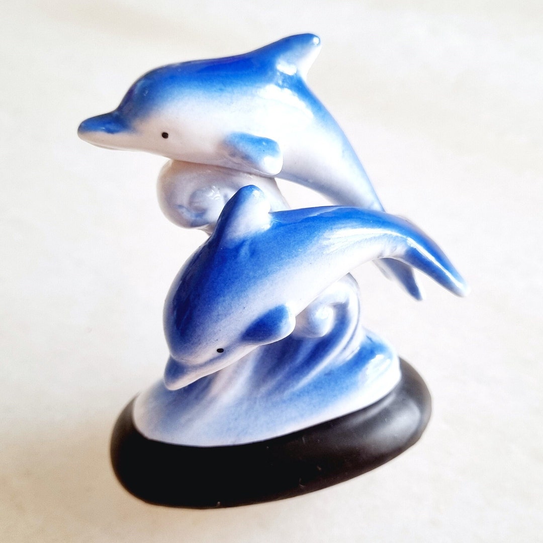 Vintage Small Blue Dolphin Ceramic Art Piece Ceramic Sculpture Marine ...