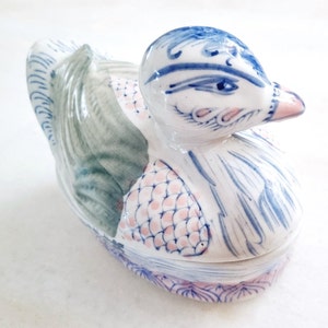 Vintage Porcelain Duck Trinket Box | Hand Crafted Duck Shaped Trinket ...