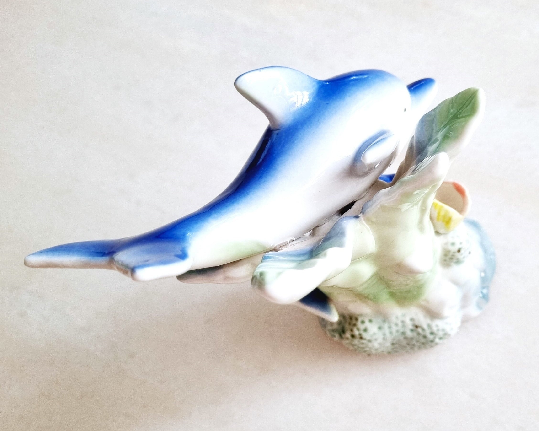 Vintage Large Blue Dolphin Ceramic Art Piece Ceramic Sculpture Marine ...