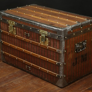 Louis Vuitton Steamer Trunk in Red Striped Canvas - Etsy