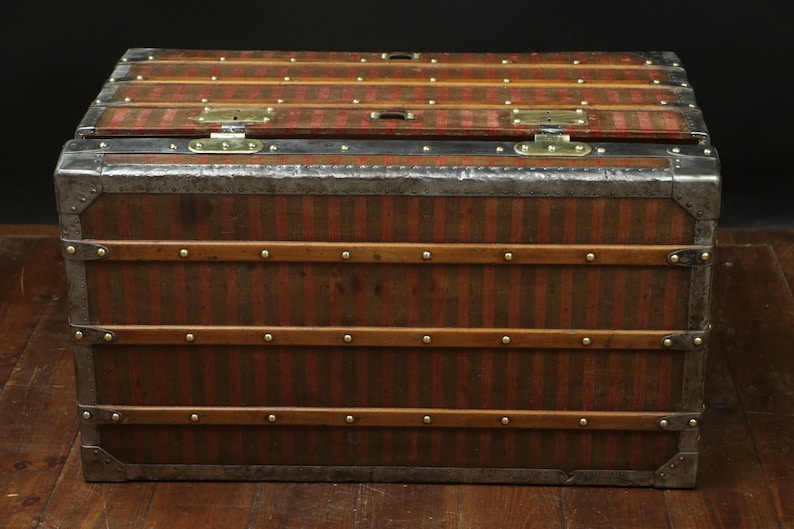 Louis Vuitton Steamer Trunk in Red Striped Canvas - Etsy