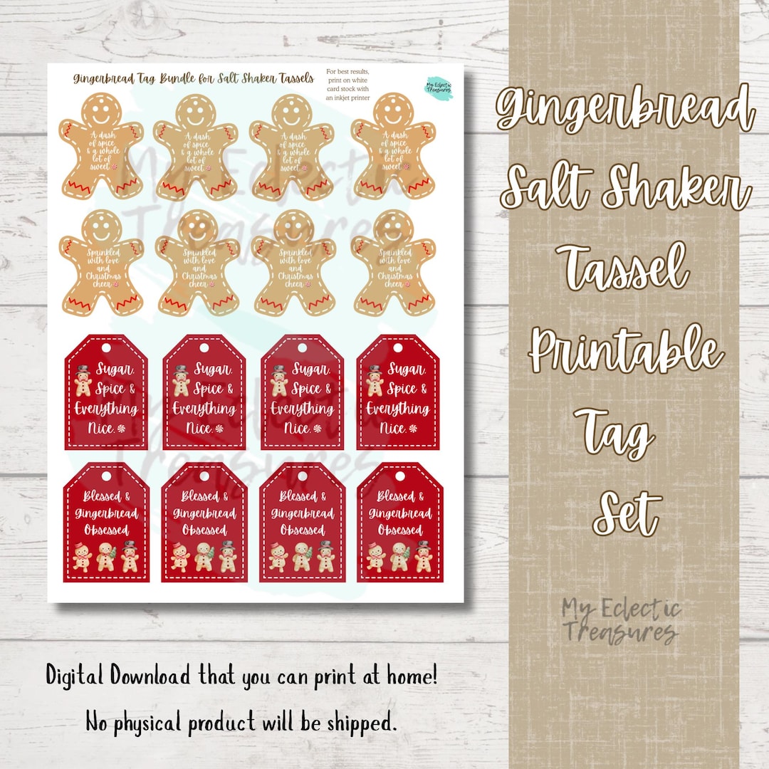 Gingerbread Printable Gift Tag Set for Salt Shaker Tassels & Other ...