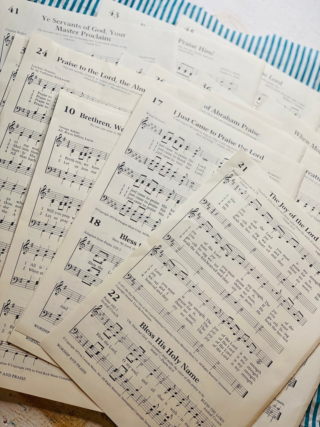 Vintage Hymnal Music Pages – Set of 20 Double-sided Sheets (40 Total ...