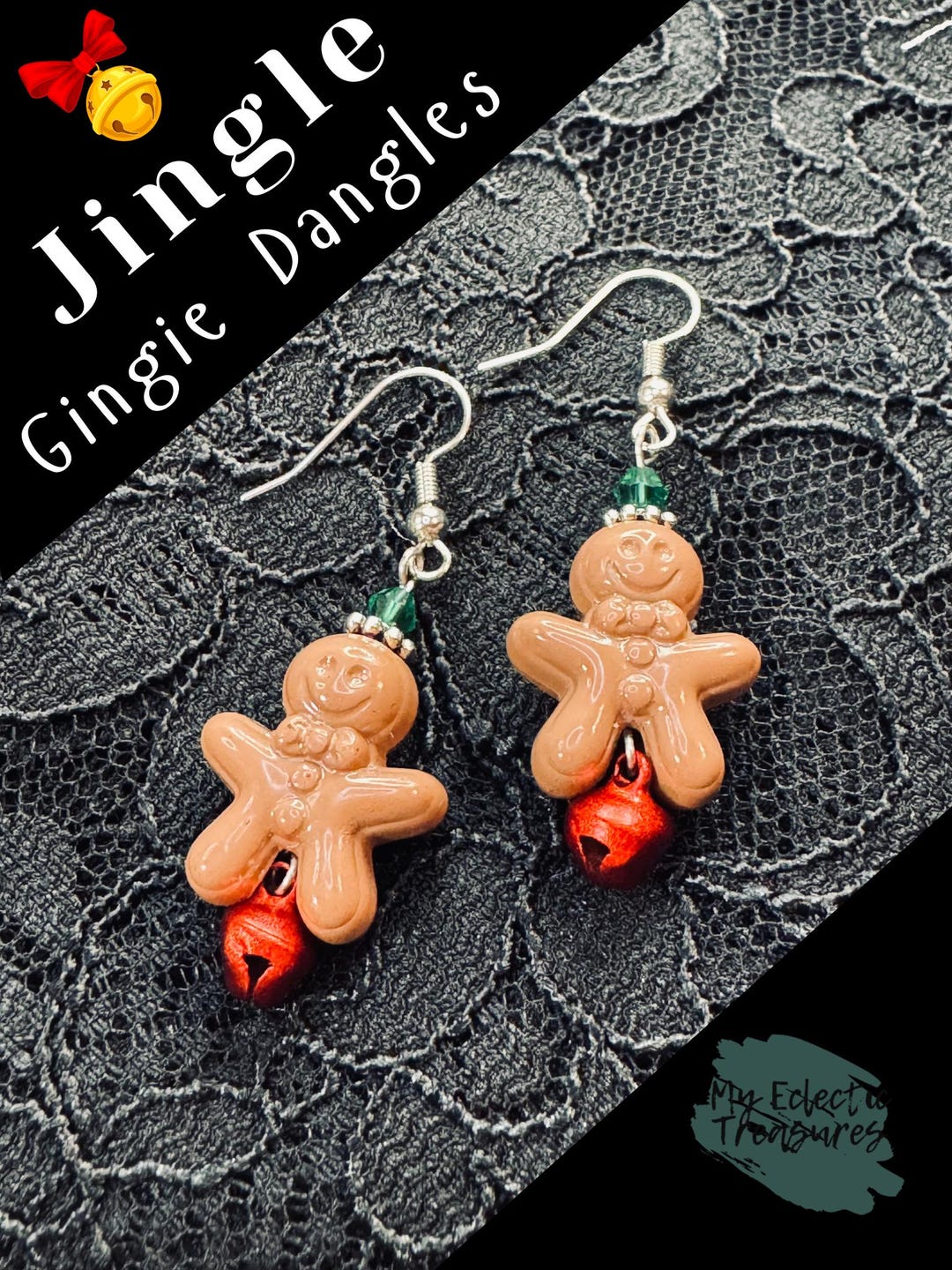 Jingle Gingie Dangle Earrings – Gingerbread Man Christmas Earrings With ...