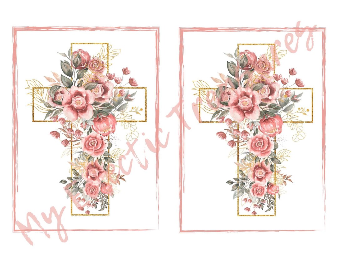 Floral Cross Printable 5x7" | Decoupage Projects | Digital Download ...