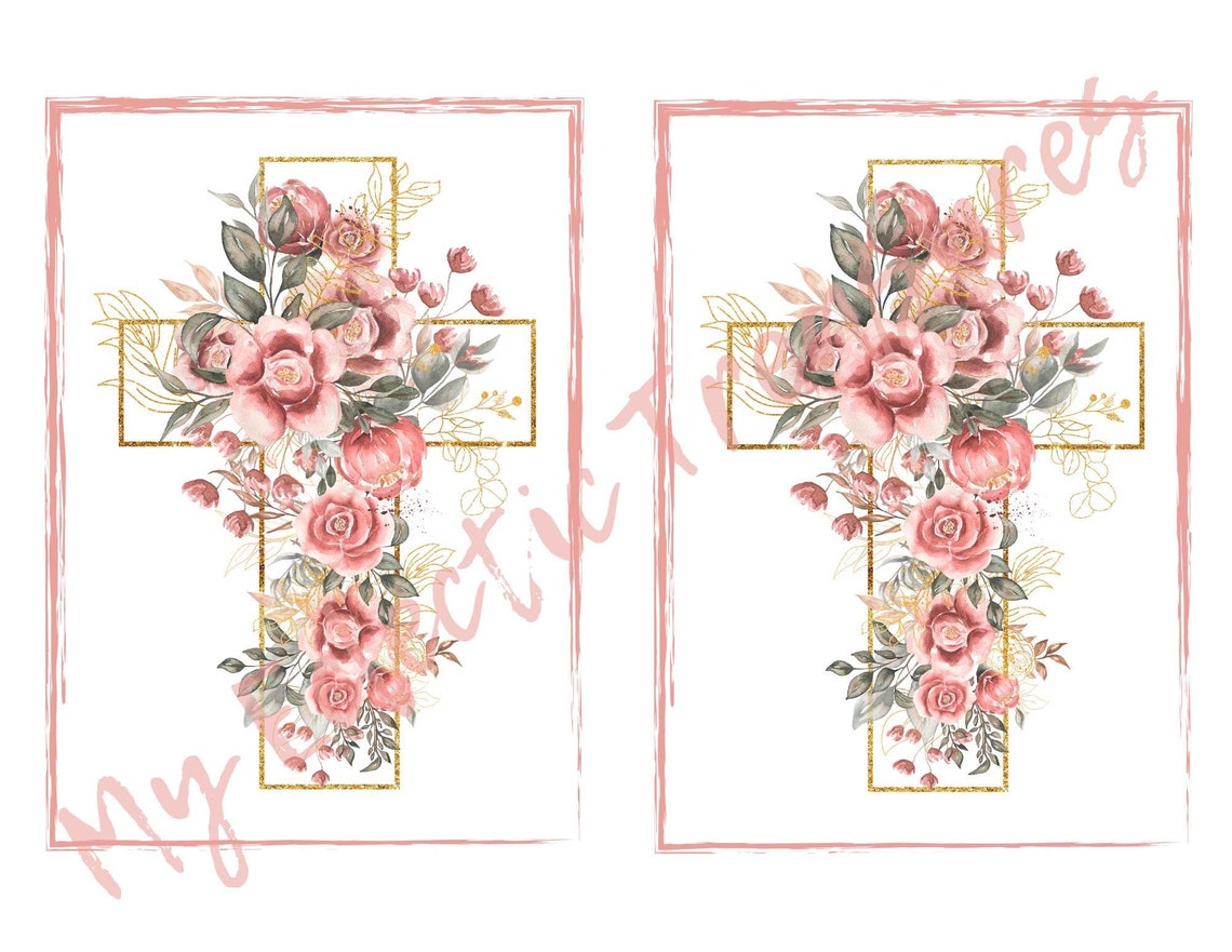 Floral Cross Printable 5x7" | Decoupage Projects | Digital Download ...