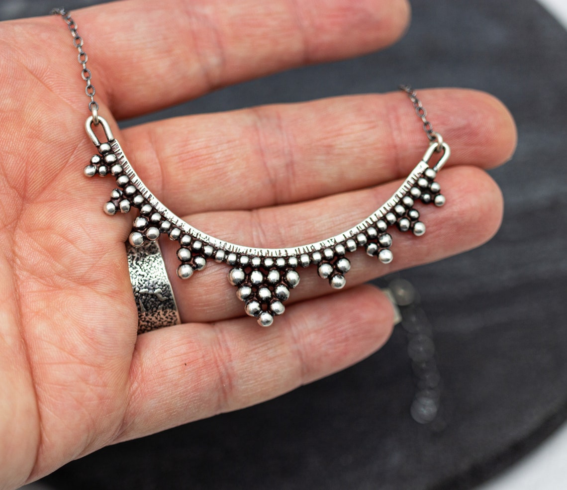 Wide Arc Necklace Sterling Silver and Fine Silver Version II - Etsy