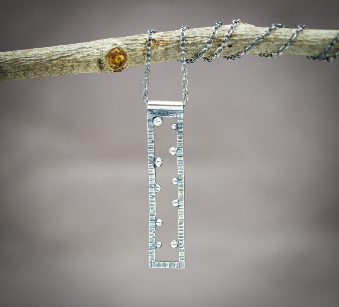 Rectangle Necklace Geometric Sterling Silver Pendant Necklace Great for ...