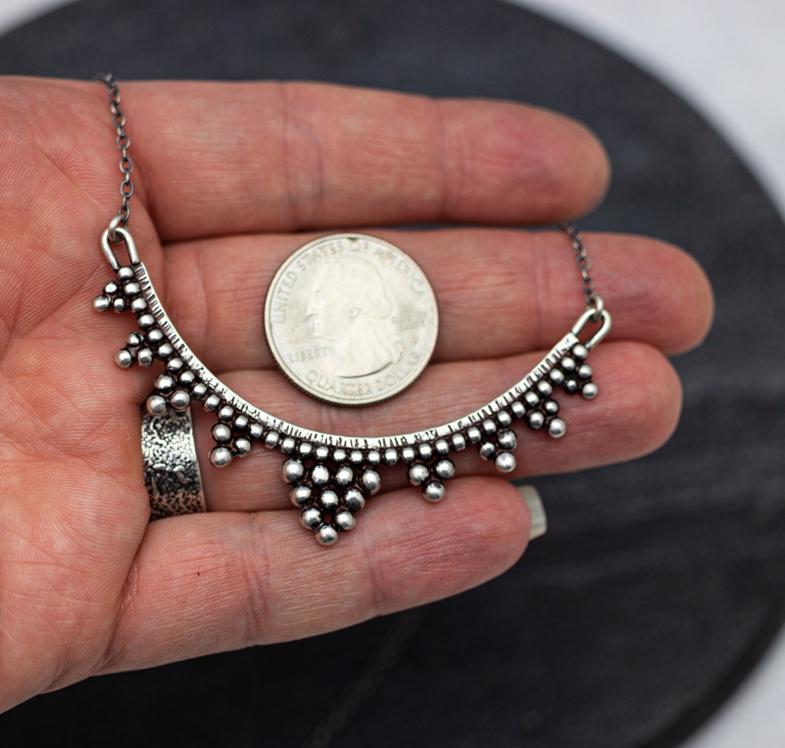 Wide Arc Necklace Sterling Silver and Fine Silver Version II - Etsy