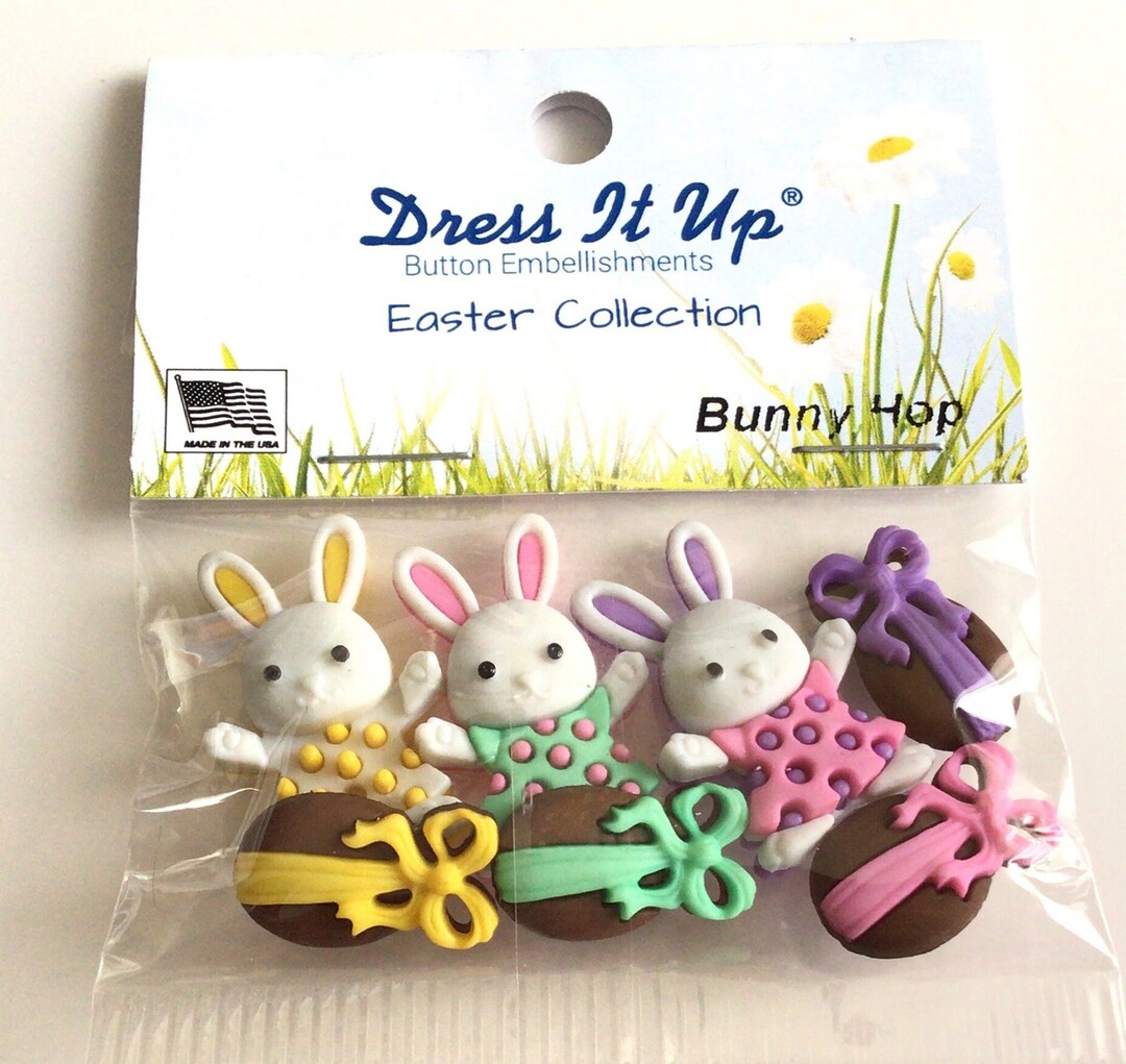 Easter: Bunny Rabbit/chocolate Egg Animal Novelty Buttons Cards/crafts ...