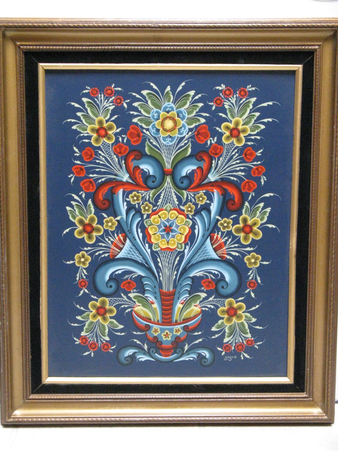 Norwegian Rosemaling as a framed painting | Etsy
