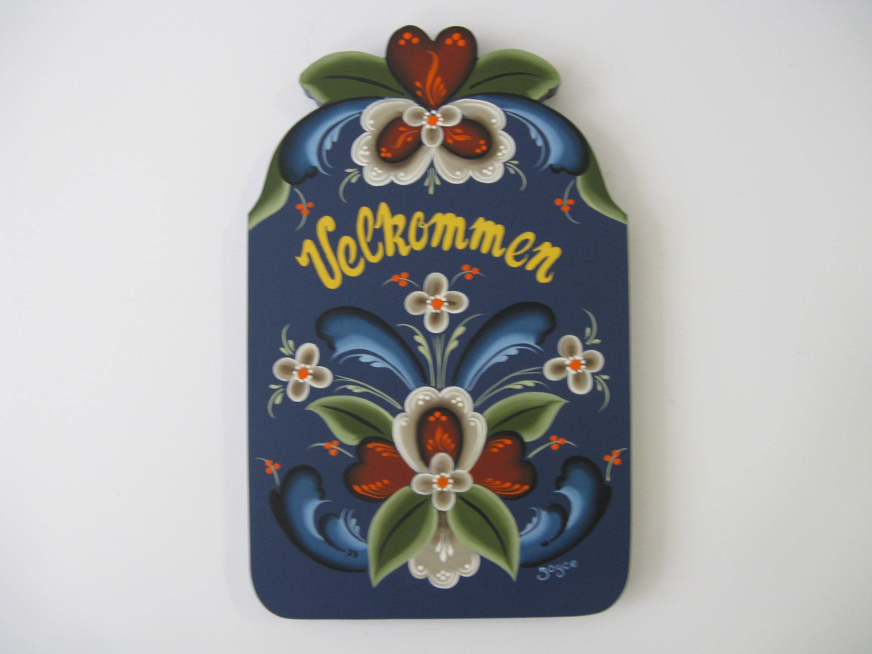 Norwegian Rosemaled Velkommen Sign - Etsy