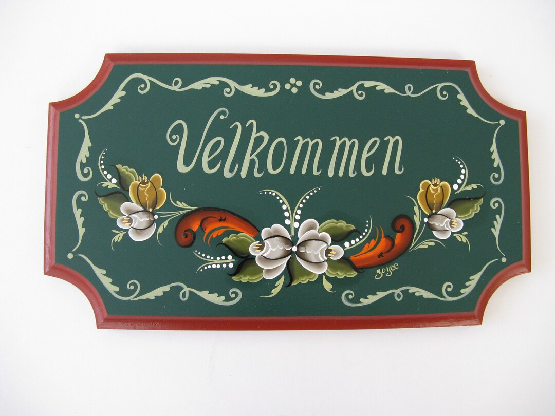Norwegian Rosemaling Velkommen Sign - Etsy