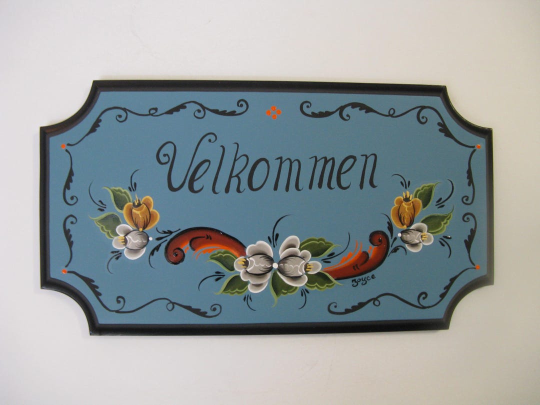 Norwegian Rosemaling - Velkommen Sign - Etsy