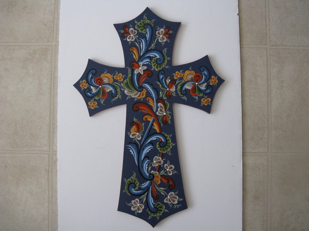 Large Norwegian Rosemaled Cross - Etsy