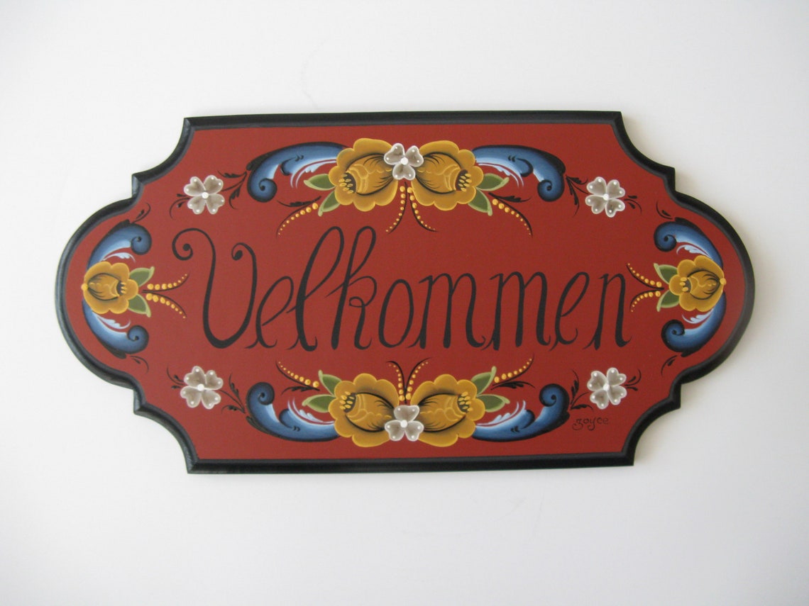 Norwegian Rosemaling Velkommen Sign - Etsy