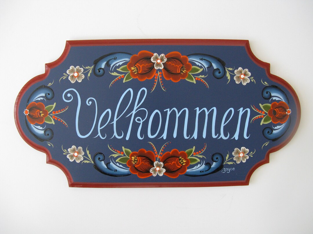 Norwegian Rosemaling on a Velkommen Sign - Etsy