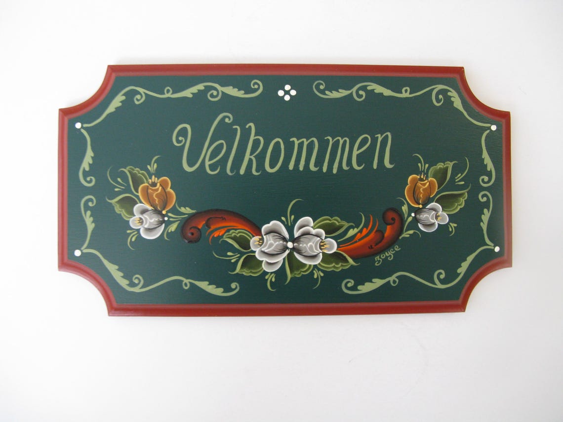 Norwegian Rosemaling - Velkommen Sign - Etsy