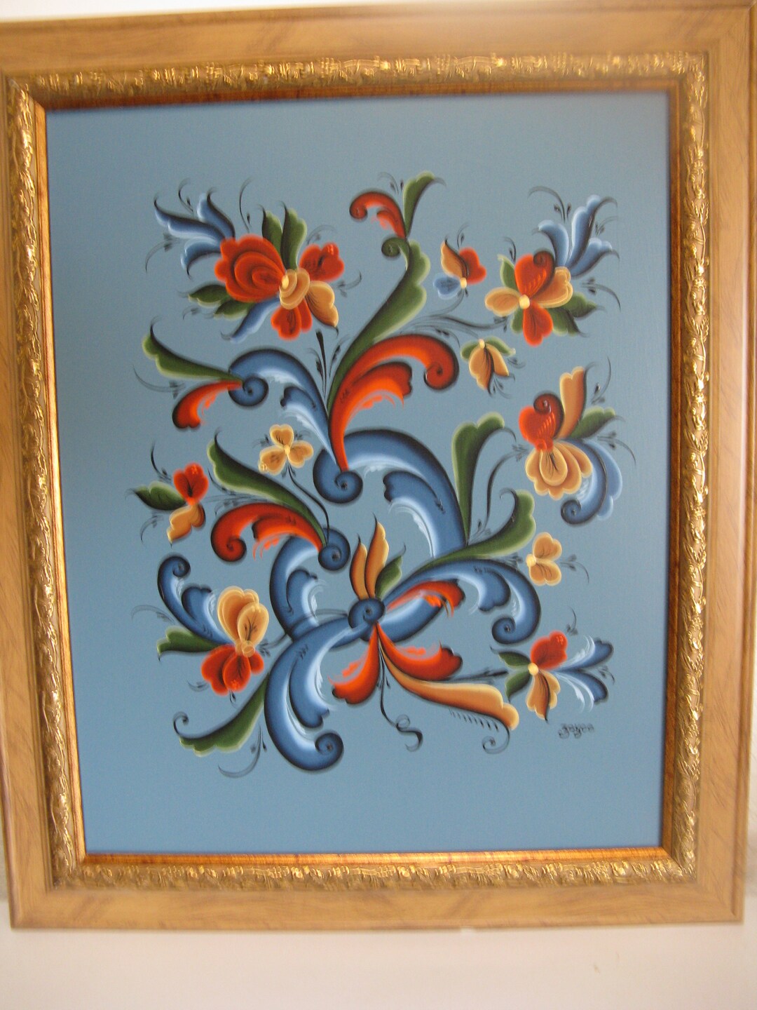 Norwegian Rosemaling as a Framed Painting - Price Reduced - Etsy