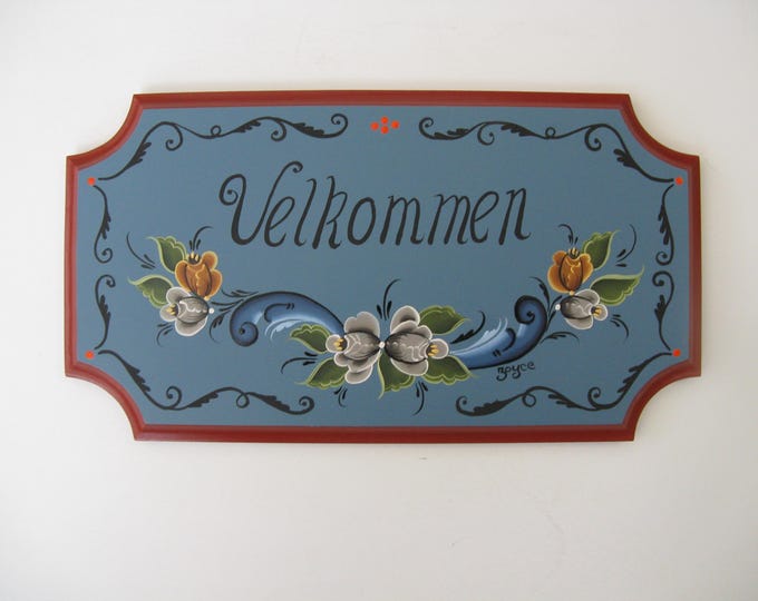Norwegian Rosemaling - Velkommen Sign - Etsy