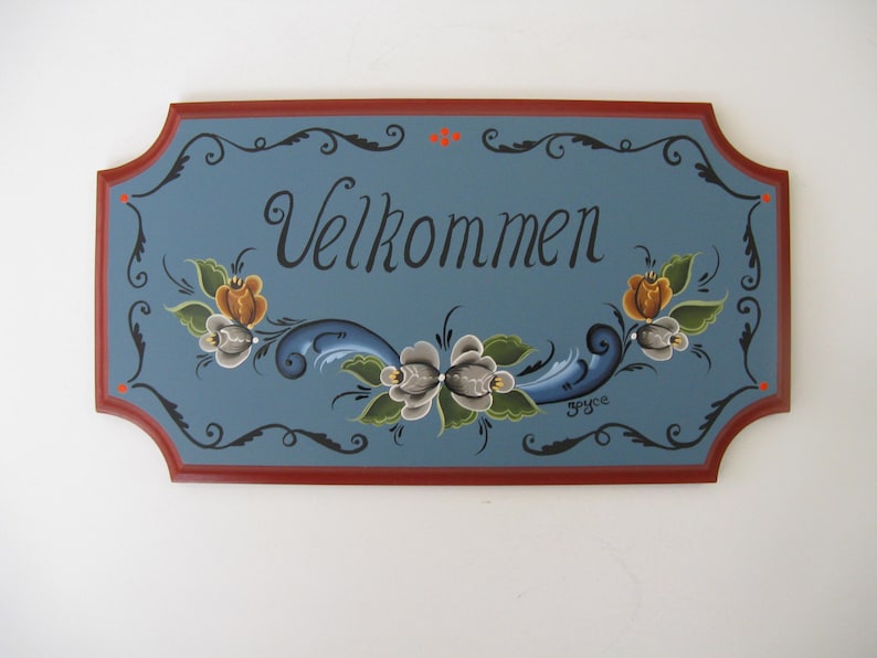 Norwegian Rosemaling - Velkommen Sign - Etsy