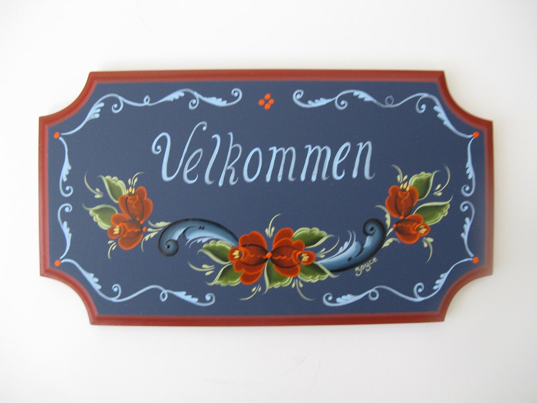 Norwegian Rosemaling Velkommen Sign - Etsy