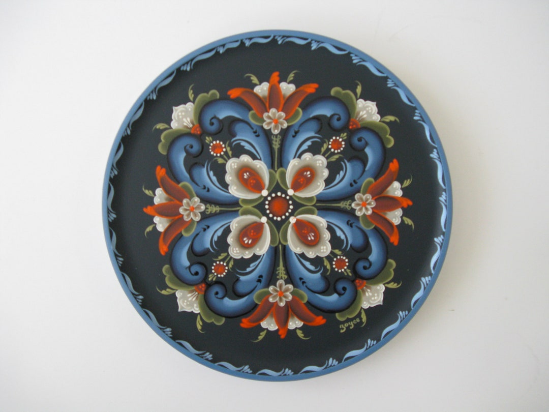 Norwegian Rosemaling on 10 Wood Plate - Etsy